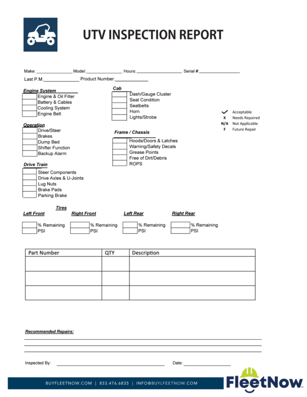 UTV Inspection Checklist - FleetNow